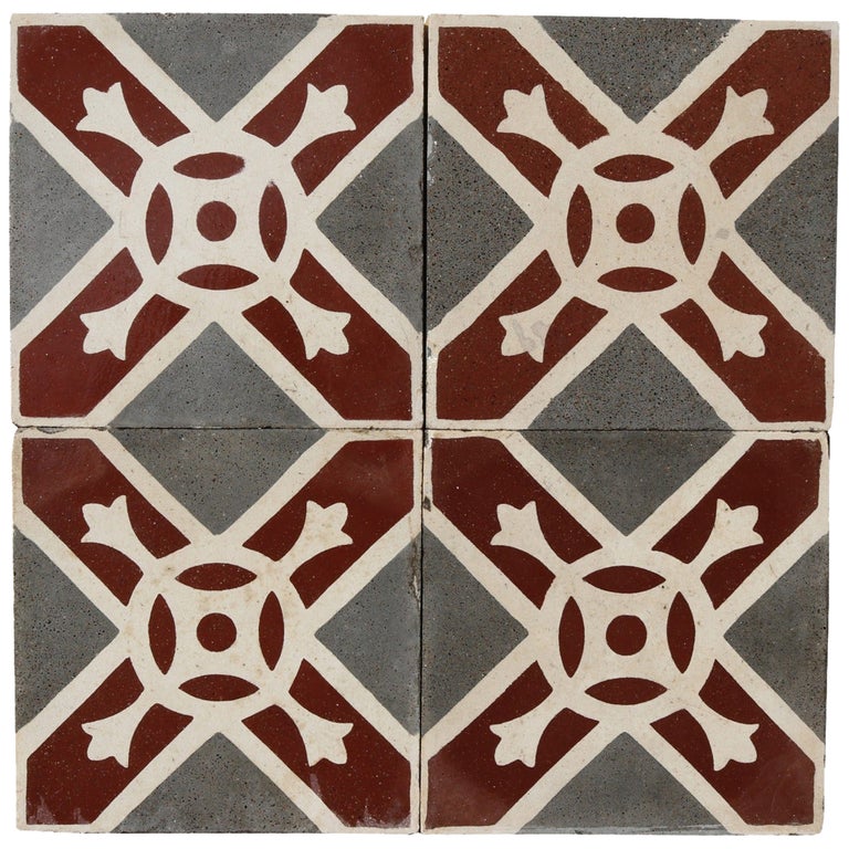 Reclaimed Encaustic Floor Tiles with Pattern at 1stDibs