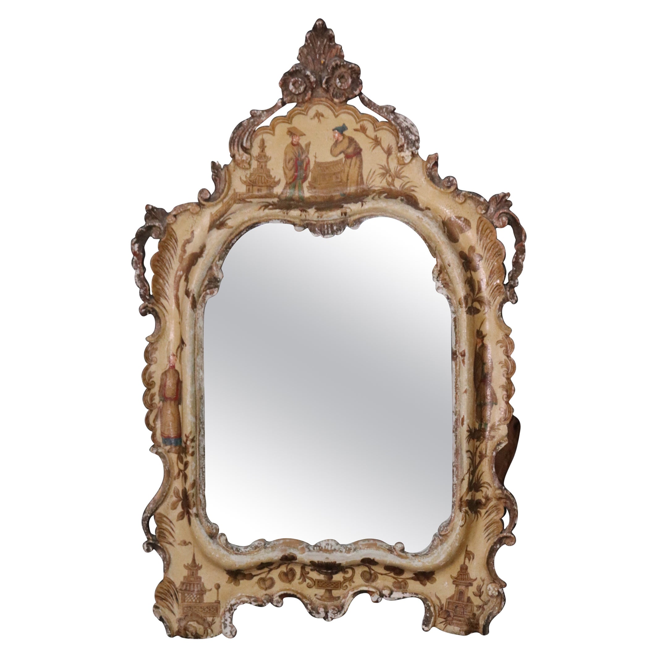 Chinoiserie Paint Decorated Italian Florentine Rococo Wall Mirror at ...