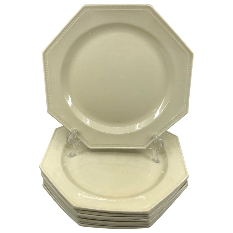 Set of Eight Octagonal Creamware Plates at 1stDibs