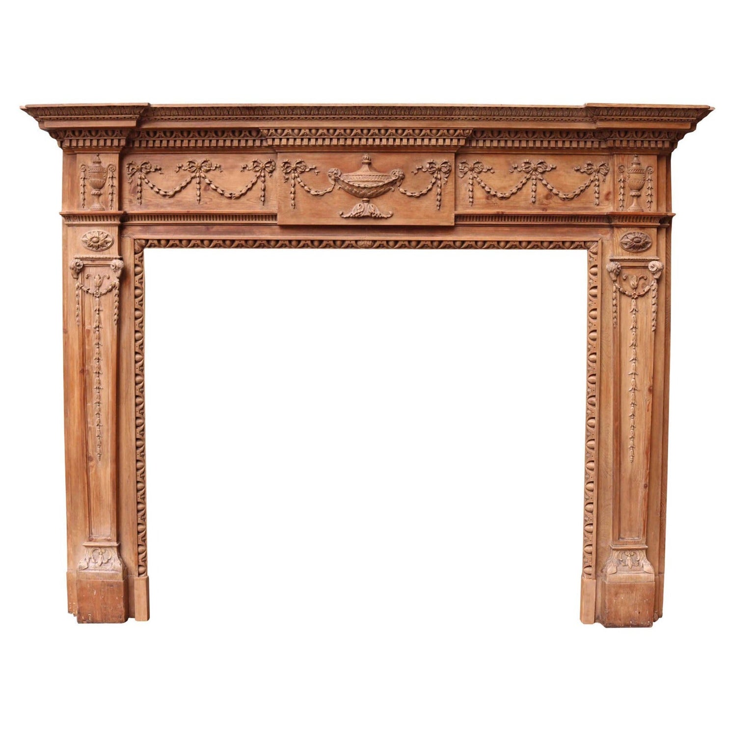 English Georgian Style Carved Pine Fire Surround / Mantel, circa 1860 ...
