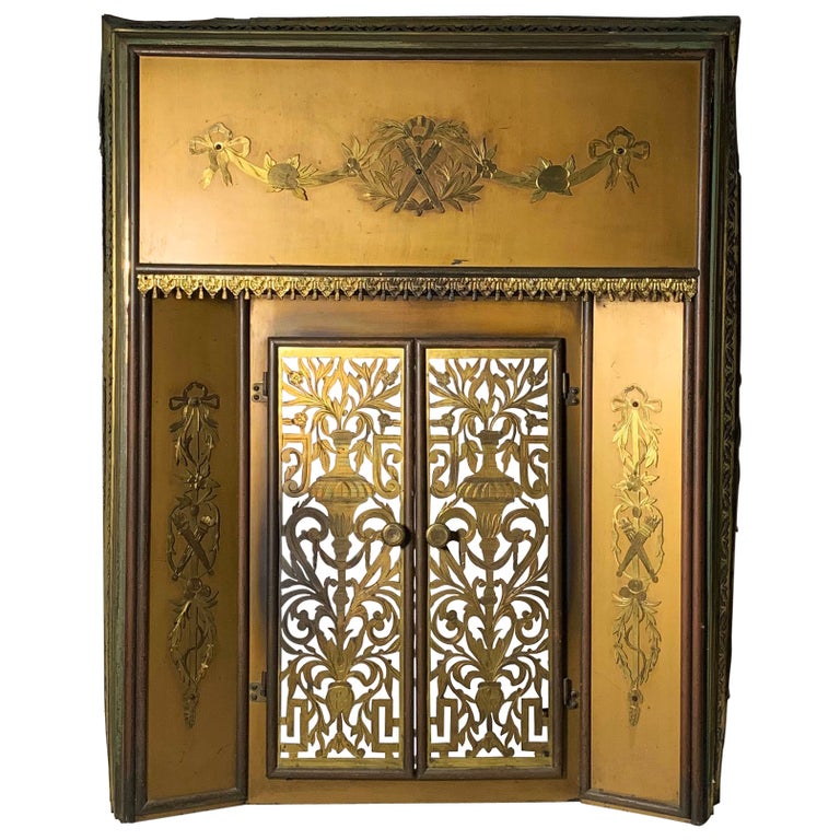Antique French Bronze Fire Place Screen Insert Surround Fireplace at ...
