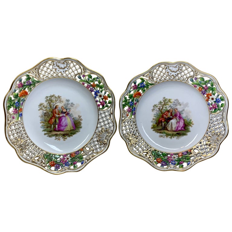 Pair of Meissen Reticulated Plates For Sale at 1stDibs