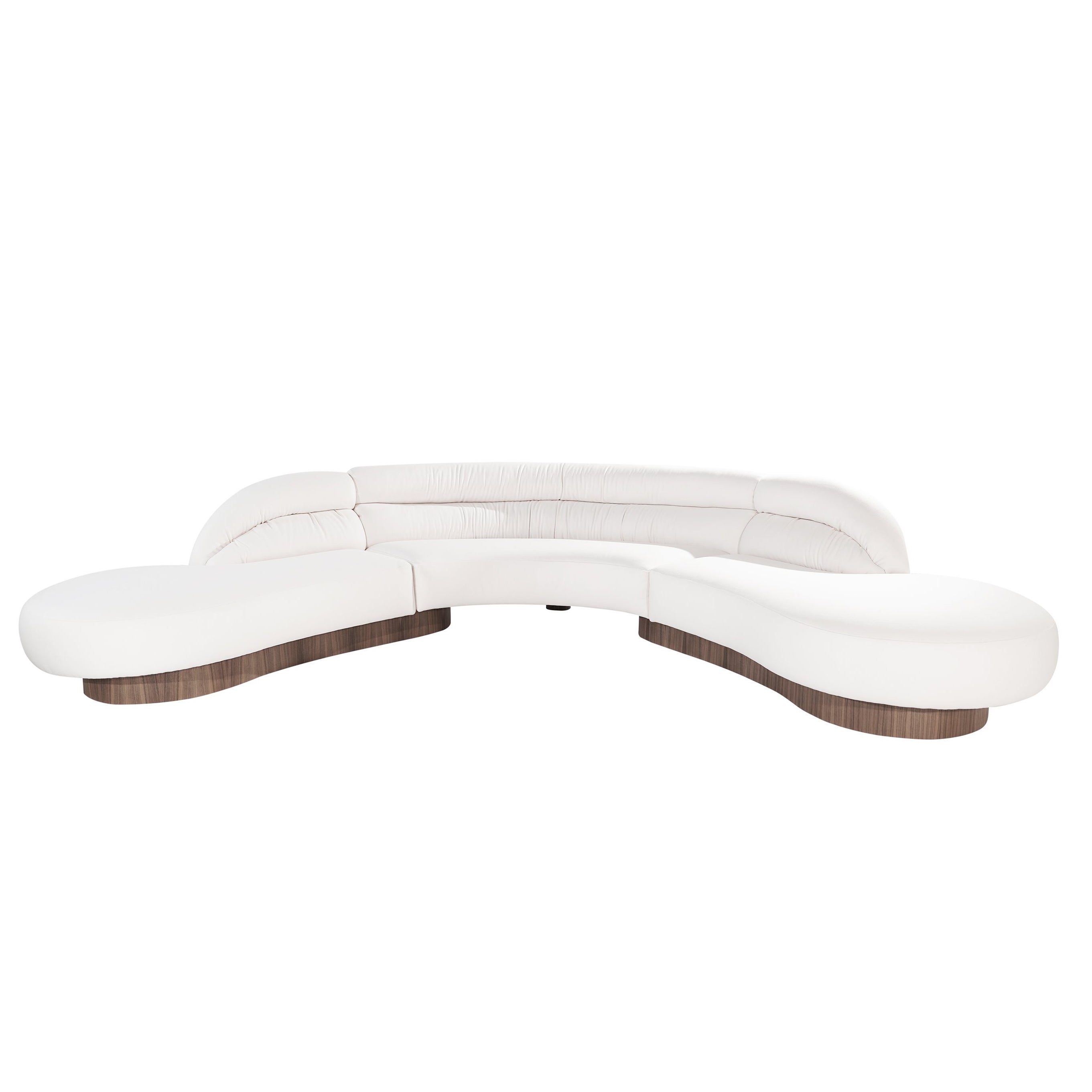 Mid-Century Modern Walnut Bracket Back Crescent Sofa at 1stDibs