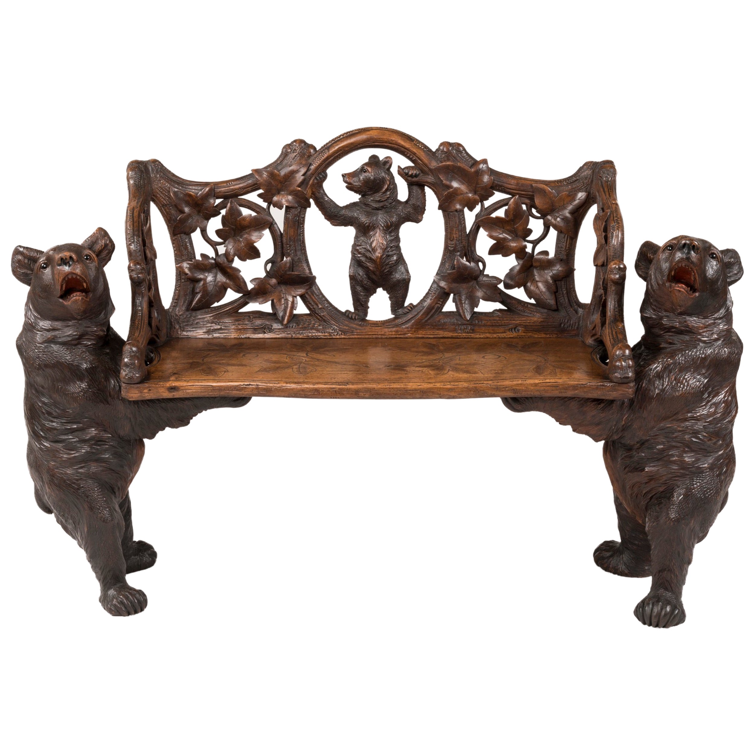 19th Century Swiss 'Black Forest' Carved Bear Bench For Sale at 1stDibs ...