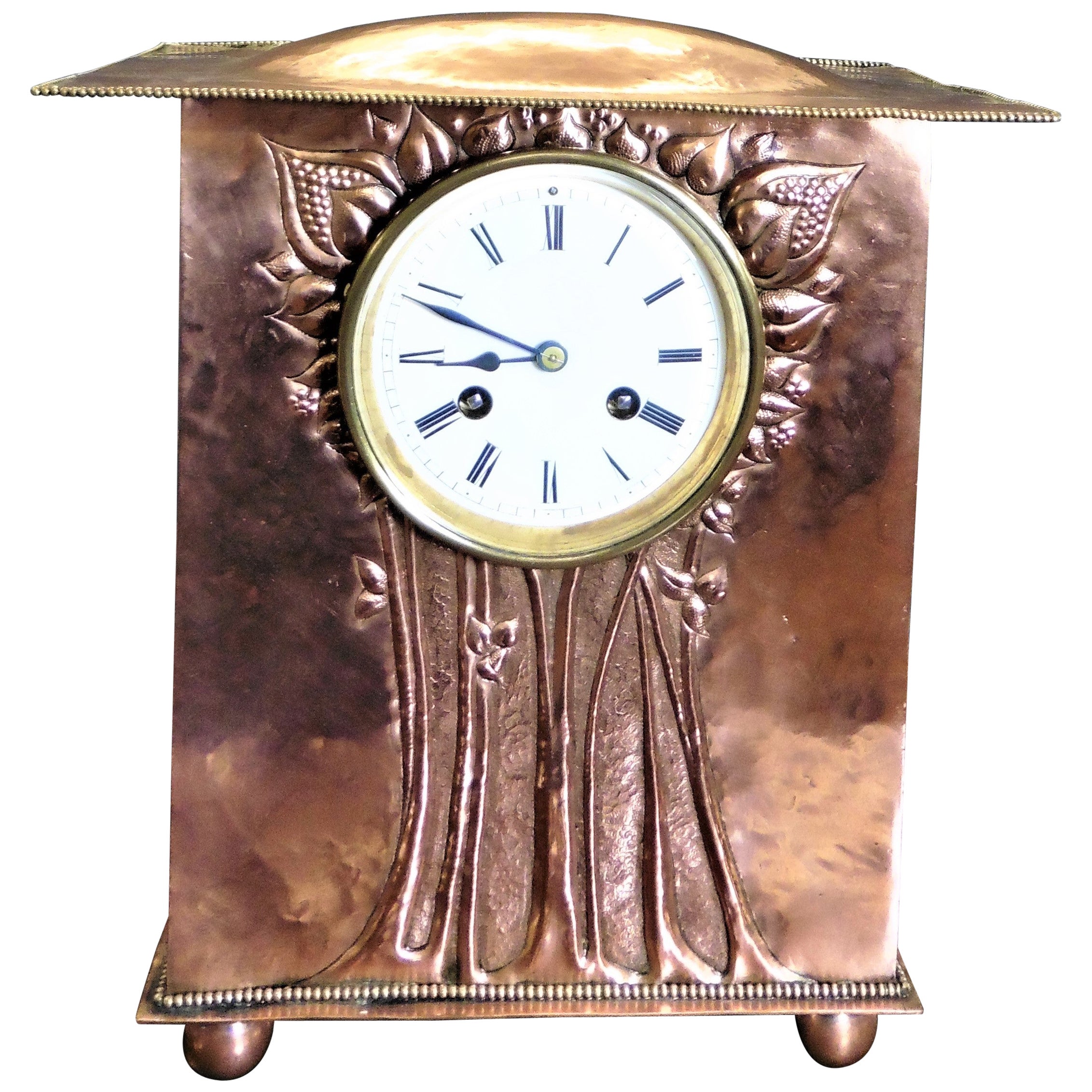Copper Arts and Crafts French Mantel Clock For Sale at 1stDibs