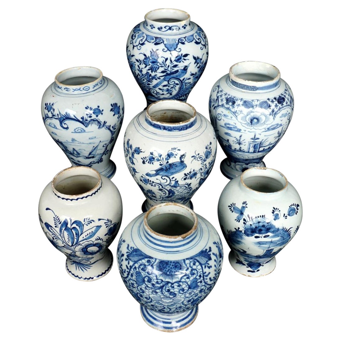 Seven 18th Century Dutch Delft Jars at 1stDibs