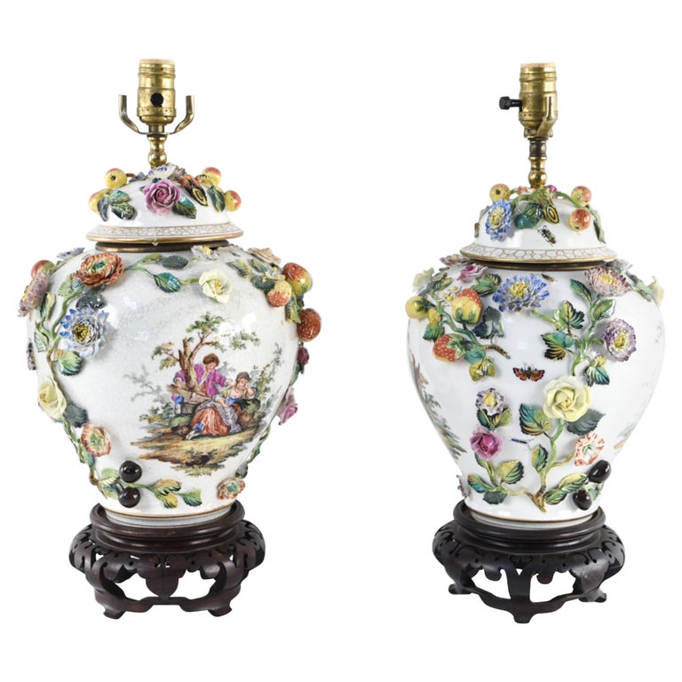 Pair of 19th Century Meissen Porcelain Lamps For Sale at 1stDibs