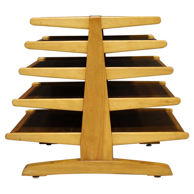 Walnut and Birch Magazine Tree by Edward Wormley for Dunbar at 1stDibs