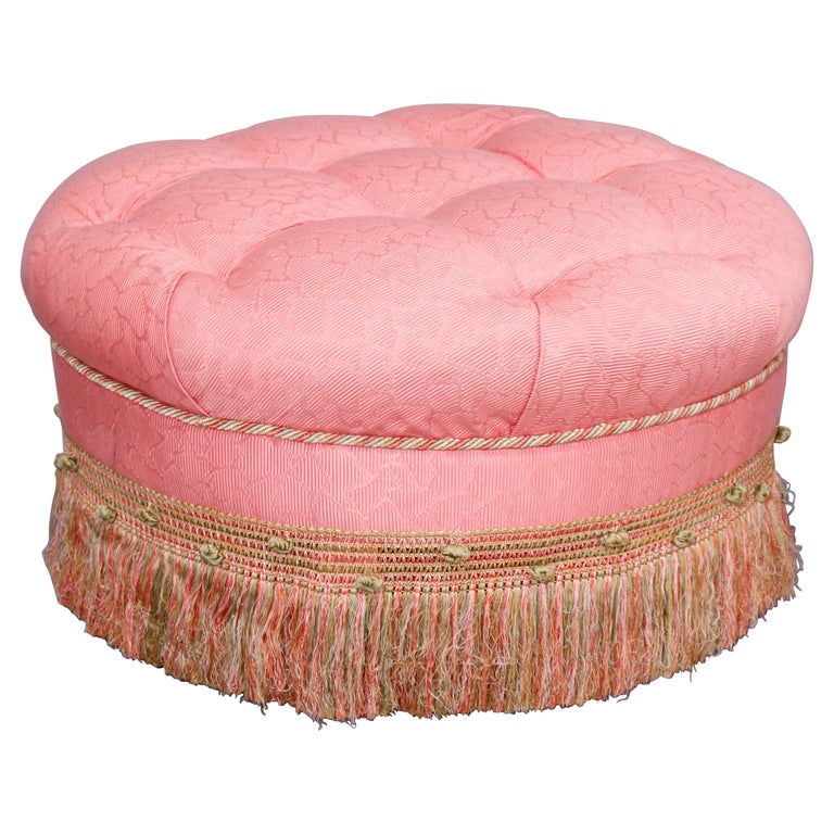 Oversized Tufted Upholstered Round Ottoman 20th C at 1stDibs