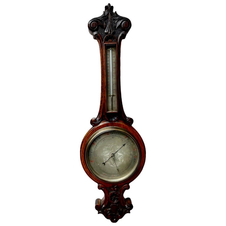 Antique Carved Oak Banjo Barometer at 1stDibs