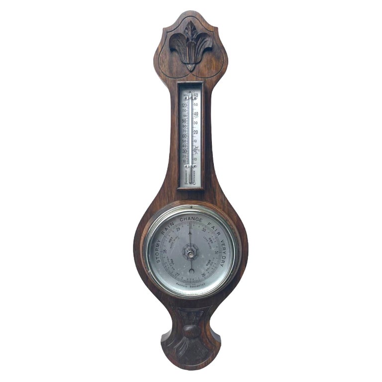 Small Antique Carved Oak Barometer at 1stDibs