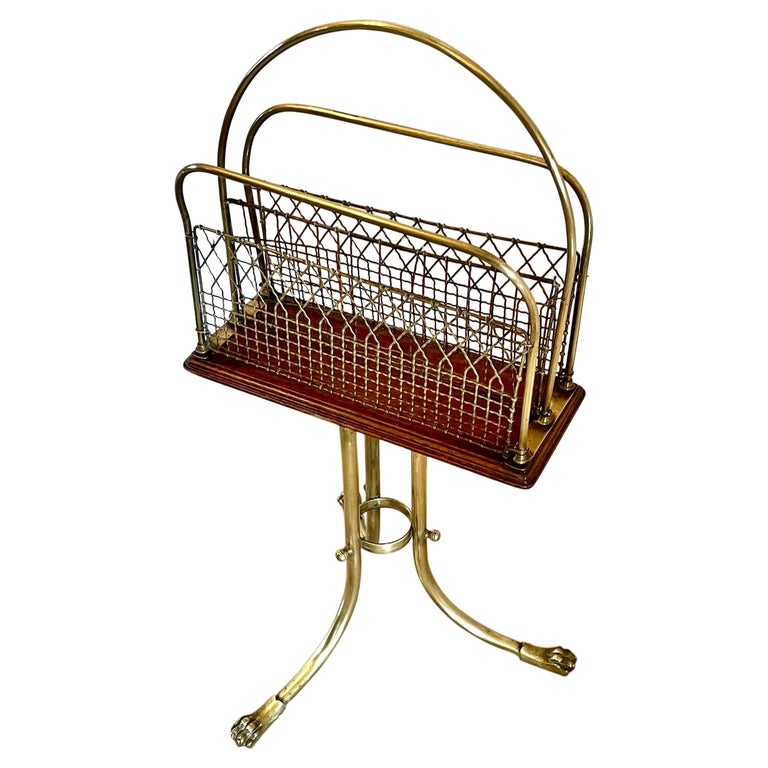 Quality Antique Victorian Brass and Mahogany Revolving Magazine Stand ...