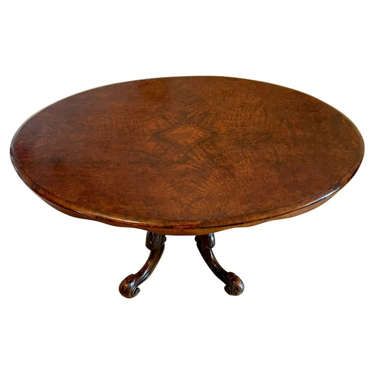 Quality Antique Victorian Burr Walnut Oval Coffee Table at 1stDibs