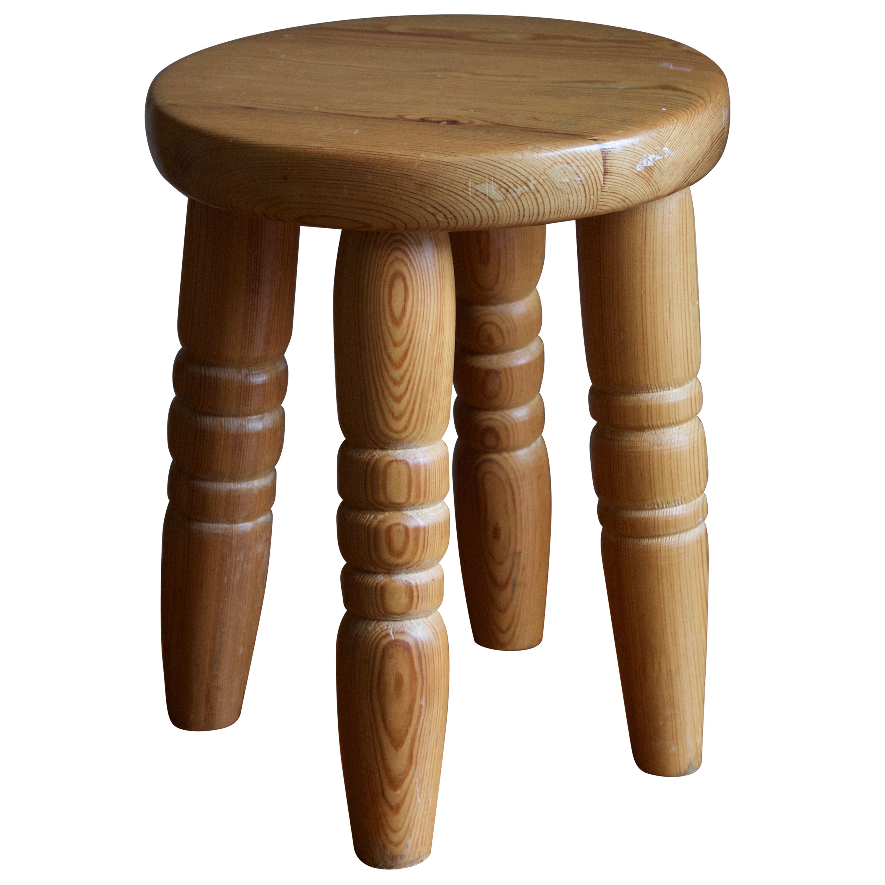 Swedish Designer, Minimalist Stool, Solid Pine, 1970s For Sale at 1stDibs