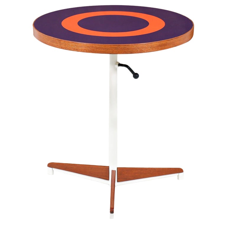 Peter Pepper Products Adjustable Tripod Teak and Purple Side Table at ...