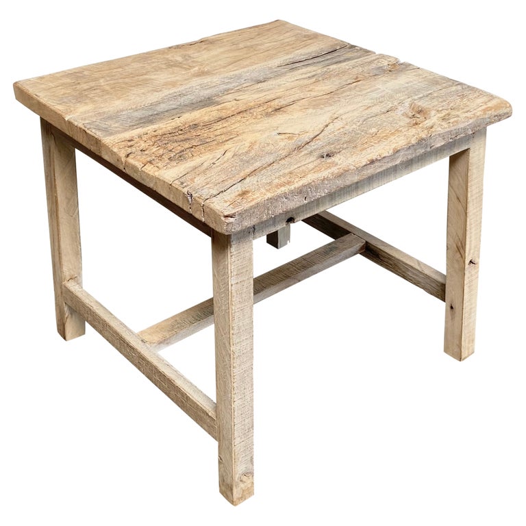Vintage Rustic Teak Wood Side Table at 1stDibs