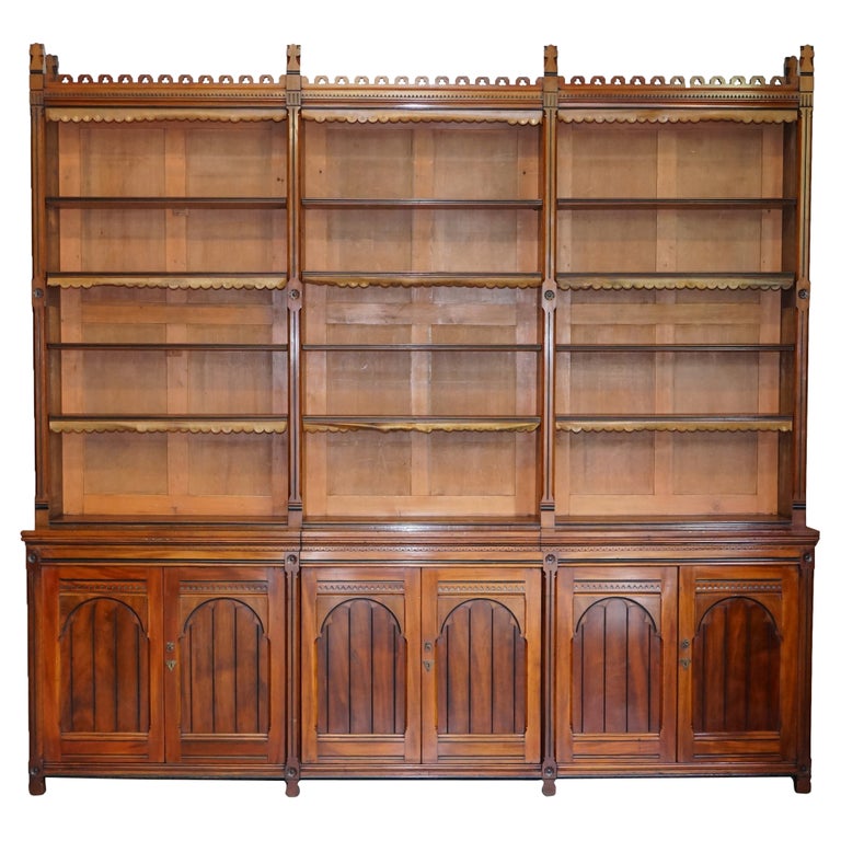 Huge Original Holland and Son's Gothic Revival Antique Victorian Library Bookcase at 1stDibs ...