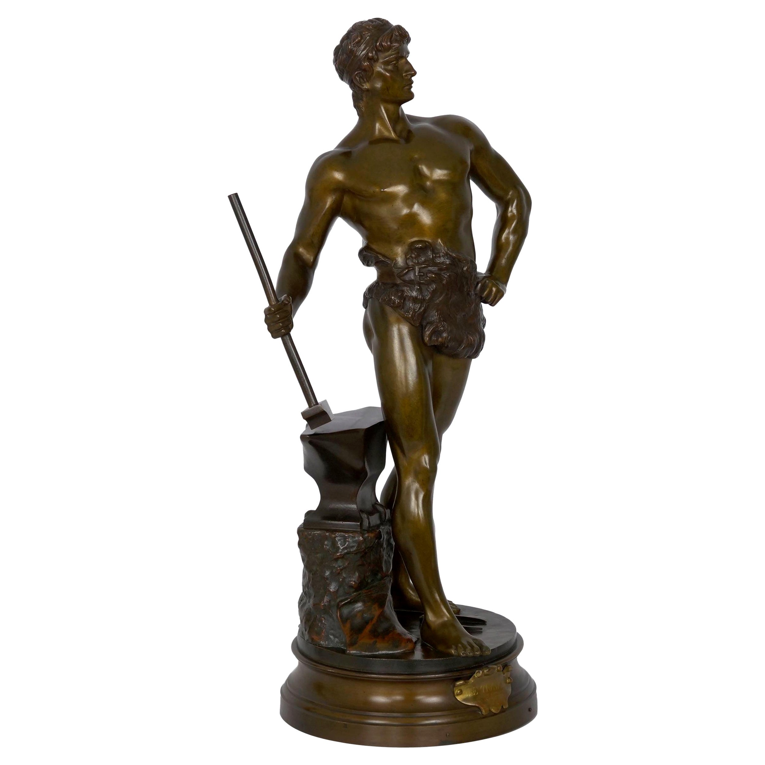 Bronze Blacksmith Sculpture by Adolph Joseph Pohl For Sale at 1stDibs