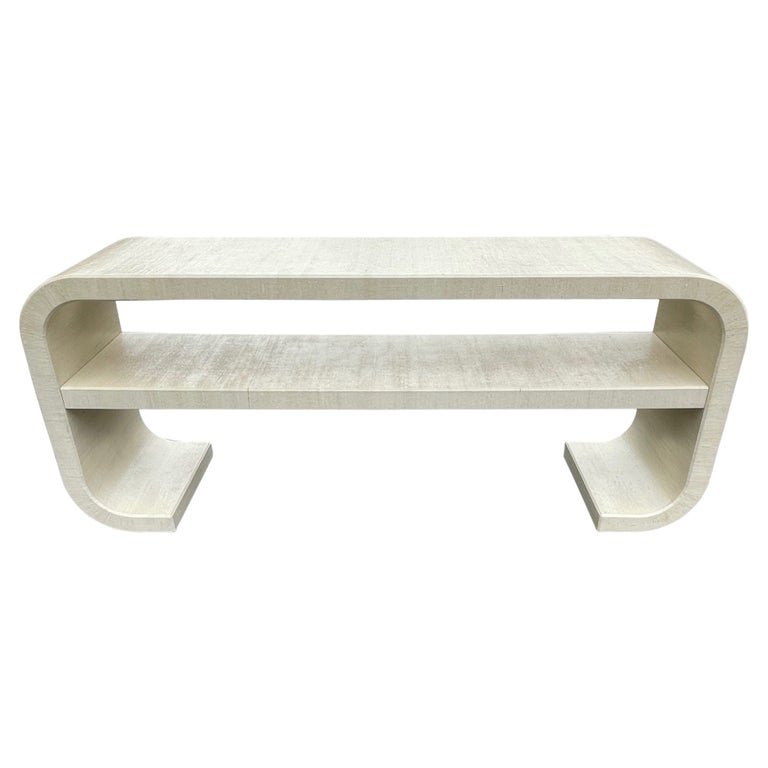 Superb Linen Wrapped Console Table in the Style of Karl Springer at 1stDibs