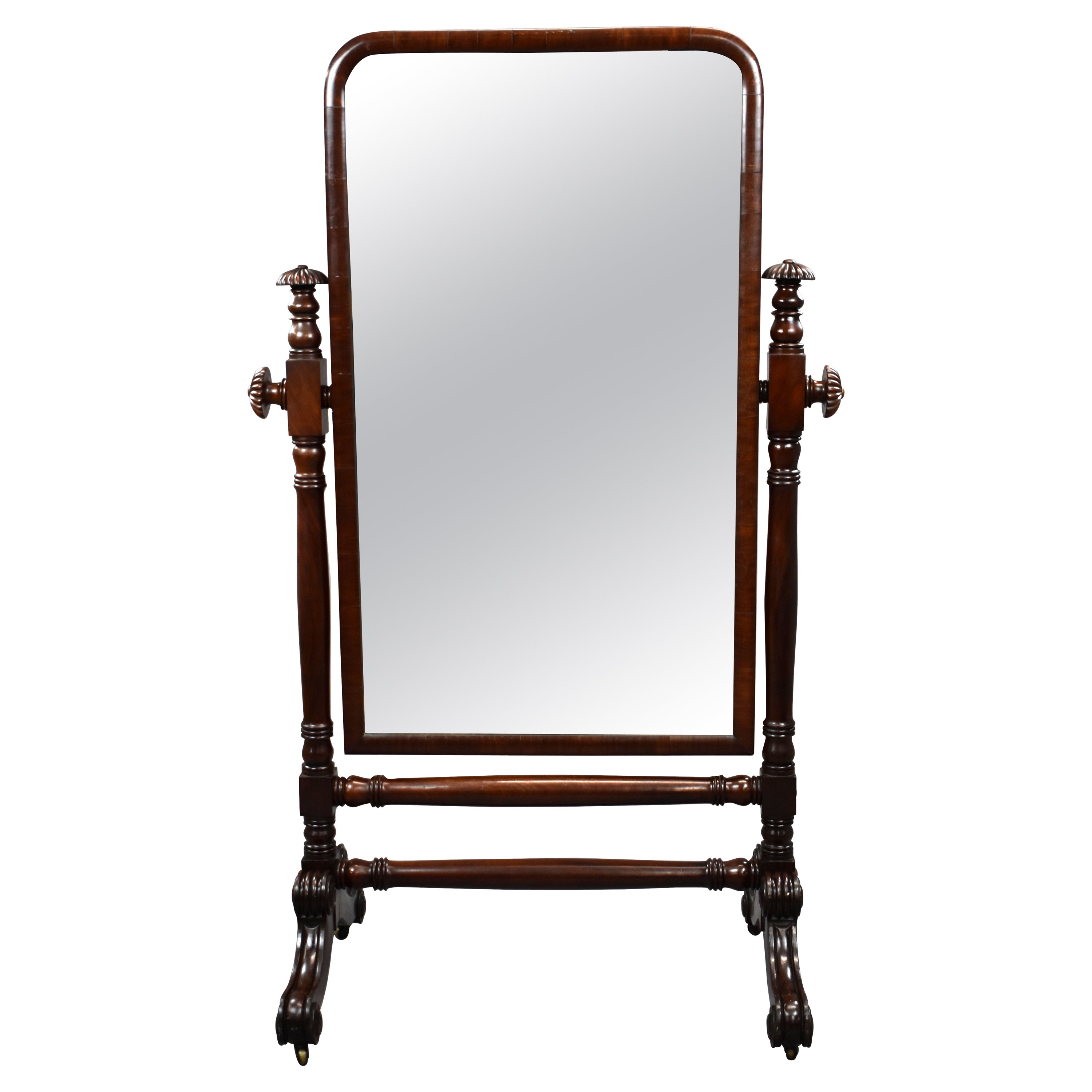 19th Century Antique Mahogany Cheval Mirror at 1stDibs