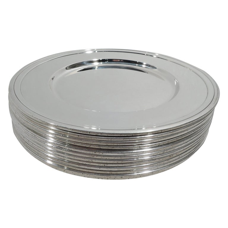 Set of 12 Tiffany Modern Sterling Silver Bread and Butter Plates at 1stDibs