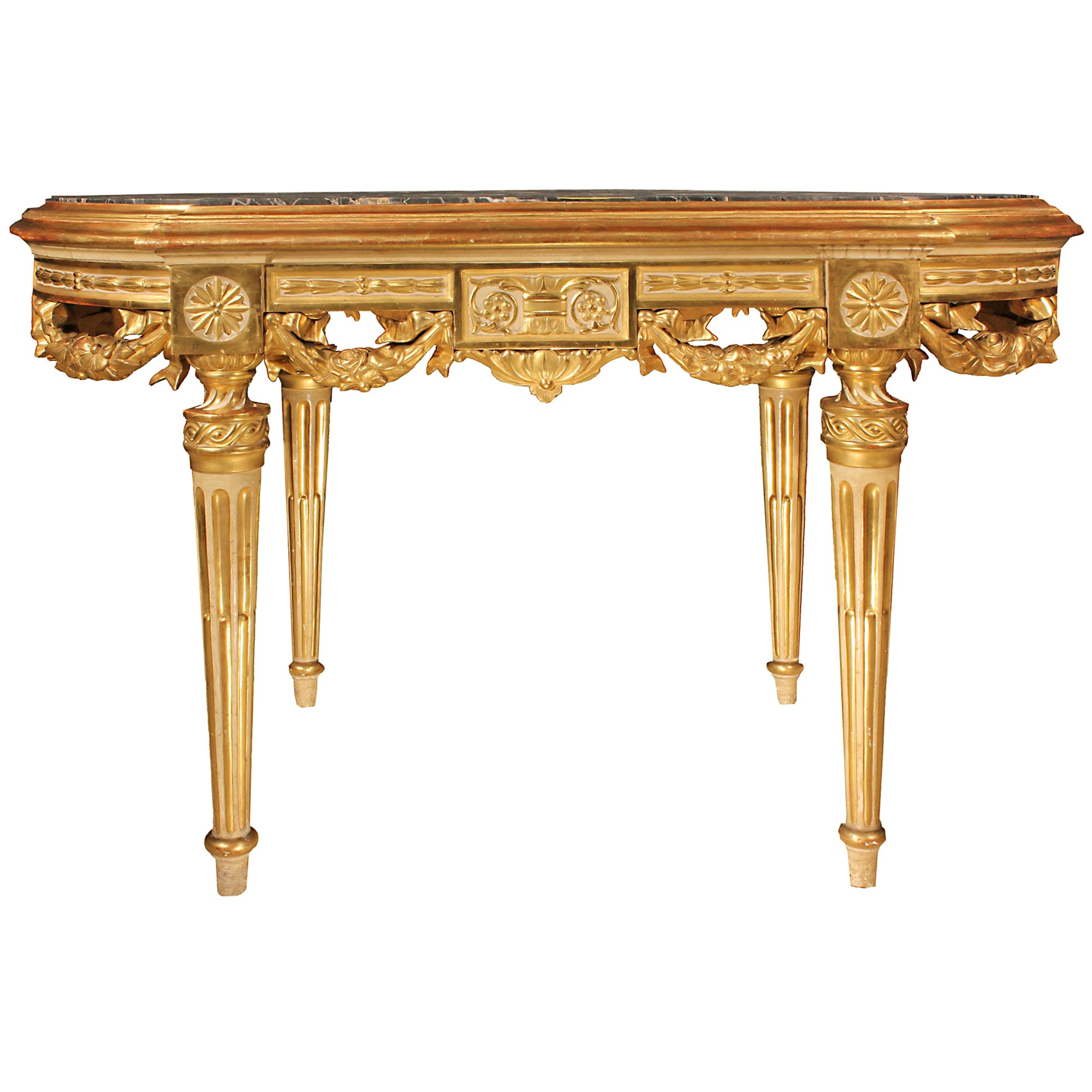 Italian 19th Century Louis XV St. Giltwood Center Table For Sale at 1stDibs