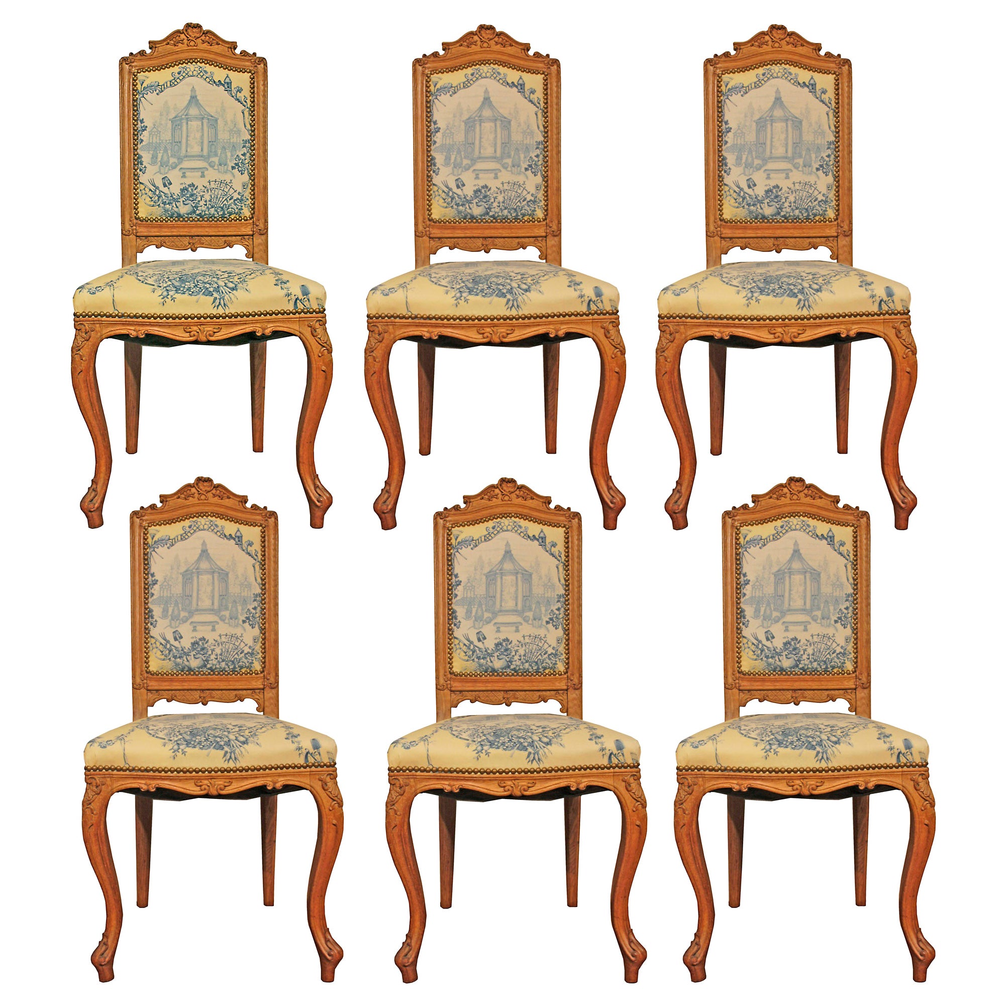 Set of Six French Louis XVI Oval Back Dining Chairs at 1stDibs