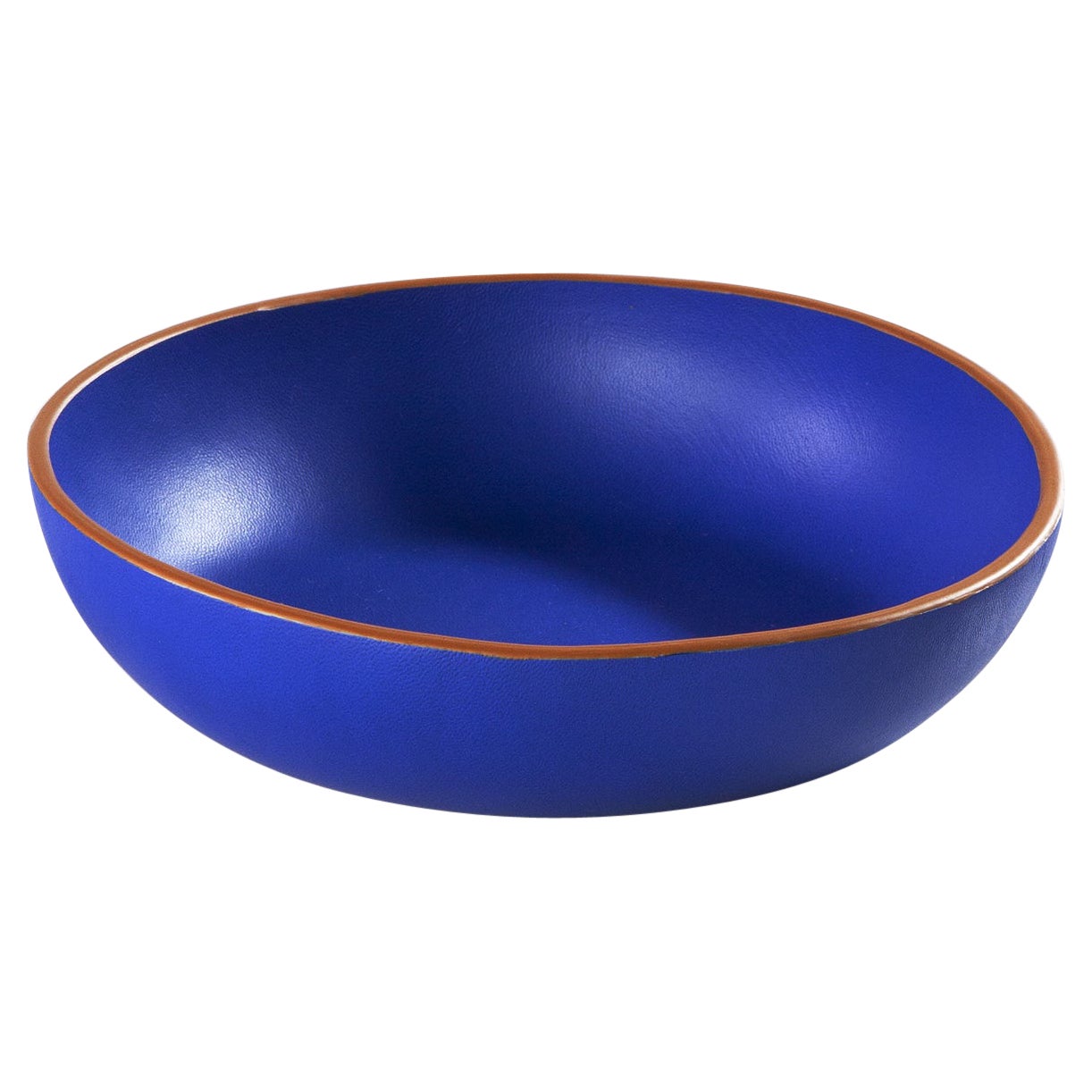 Handmade Luxury Leather Bowl in Midnight Blue and Beige For Sale at ...