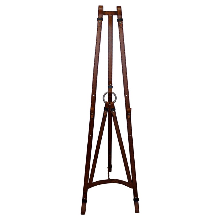Mid-Century Modern Leather Looking Metal Display Stand Adjustable Easel ...