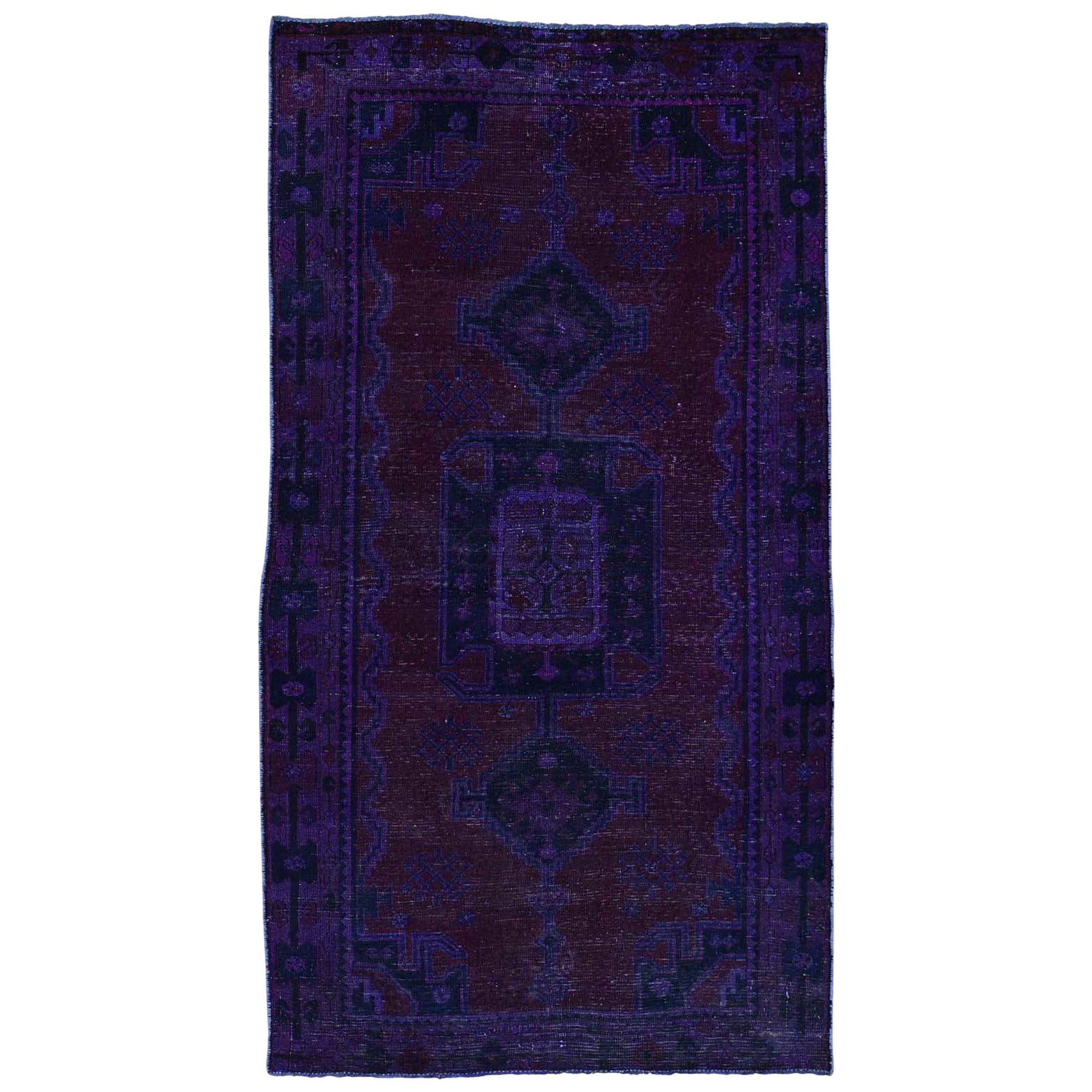 Vintage Overdyed Patchwork Tabriz Worn Down Pure Wool Handmade Oversize ...
