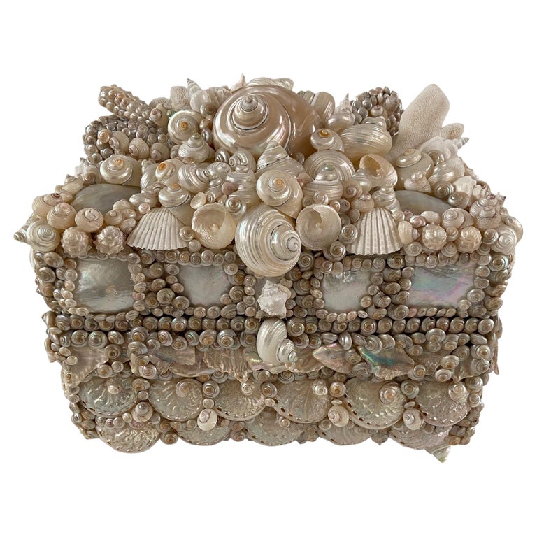 Beautiful Handmade Shell Encrusted Jewelry Box For Sale at 1stDibs