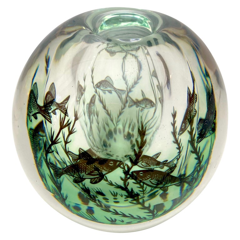 Graal Fish Vase by Edward Hald for Orrefors For Sale at 1stDibs