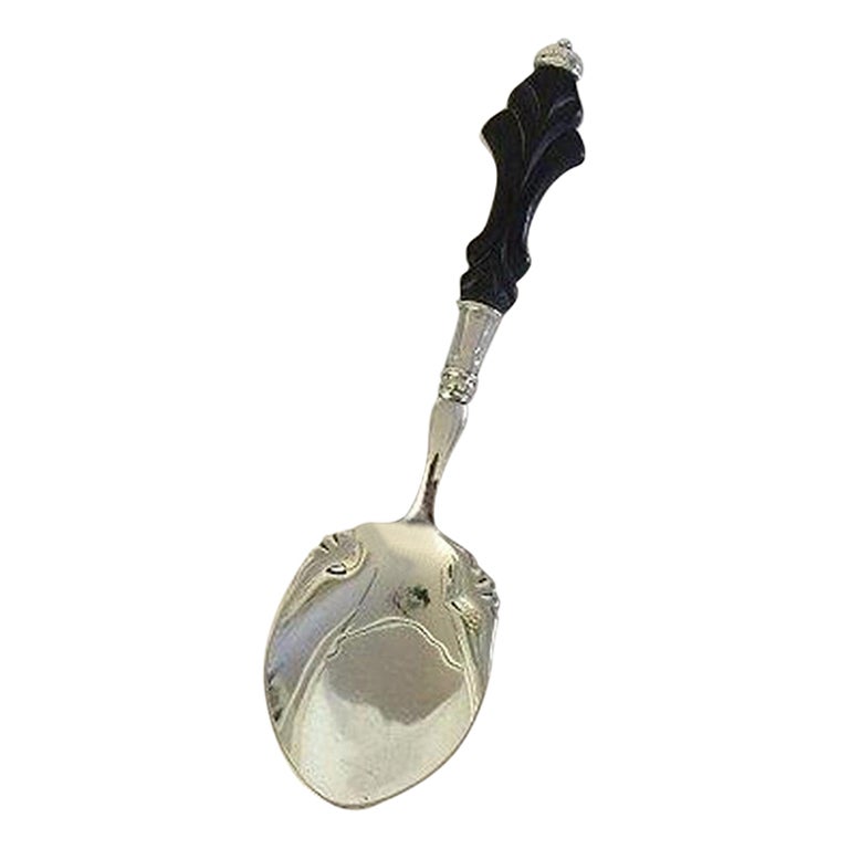 Danish Silver Serving Spoon with Wood from 1922 For Sale at 1stDibs