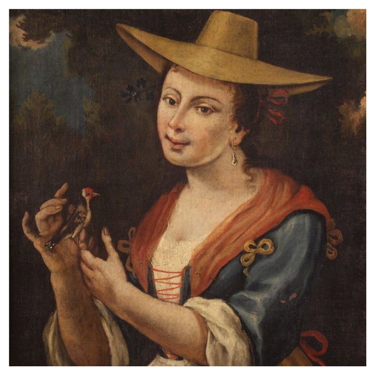 18th Century Oil on Canvas Italian Antique Portrait Painting, 1750 For ...