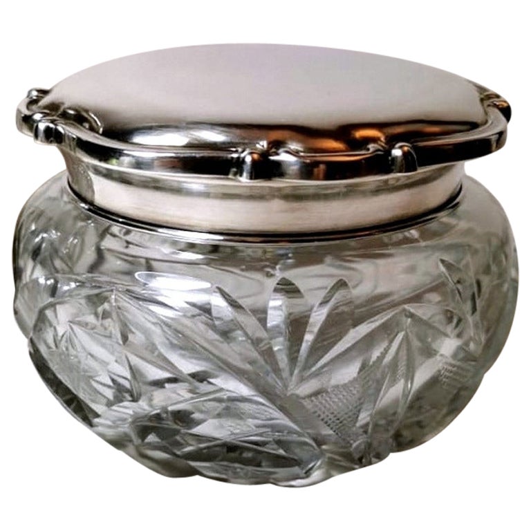 Spanish Toilet Box in Ground Crystal and Sterling Silver at 1stDibs