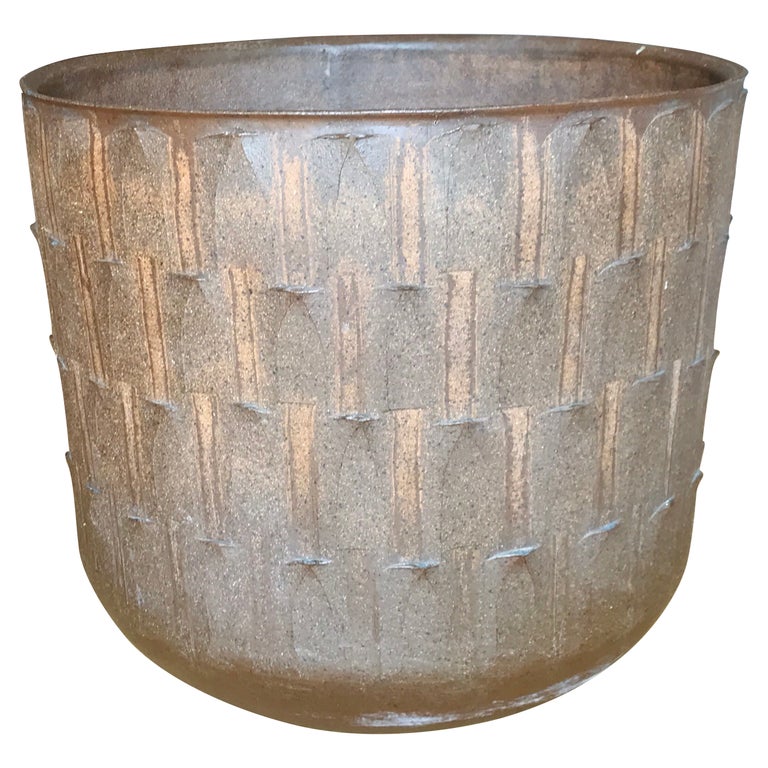 Large David Cressey 'Ribbed' Stoneware Planter, 1960's at 1stDibs
