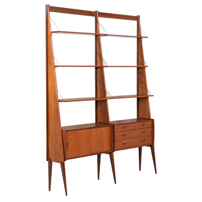Norwegian Modern Free-Standing Modular Teak Bookshelf by Einar Raknes ...