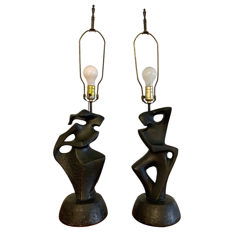 Rima of NY Cubist Modernism Dancer Table Lamps, a Pair For Sale at 1stDibs