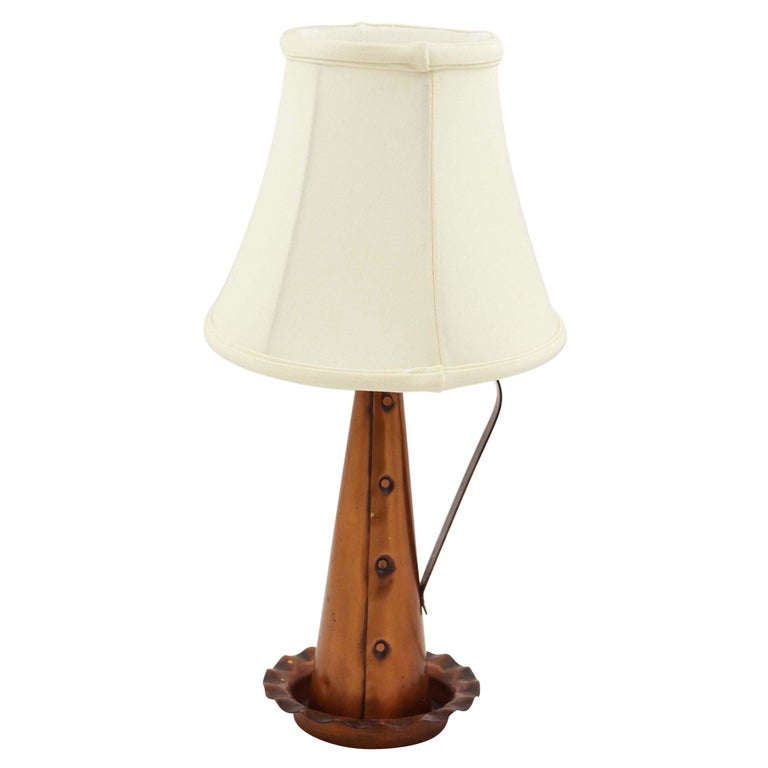 Copper Funnel Table Lamp with Scalloped Base For Sale at 1stDibs