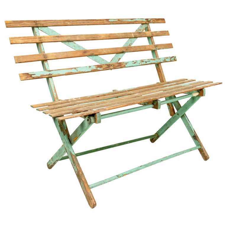 American Country Outdoor Folding Bench For Sale at 1stDibs