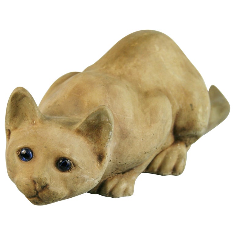 Japanese Large Stone Cat with Blue Glass Eyes For Sale at 1stDibs ...