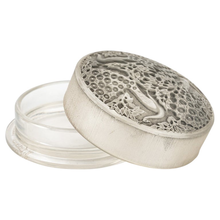 1924 René Lalique, Box Jar Isabelle Frosted Glass with Grey Patina For ...