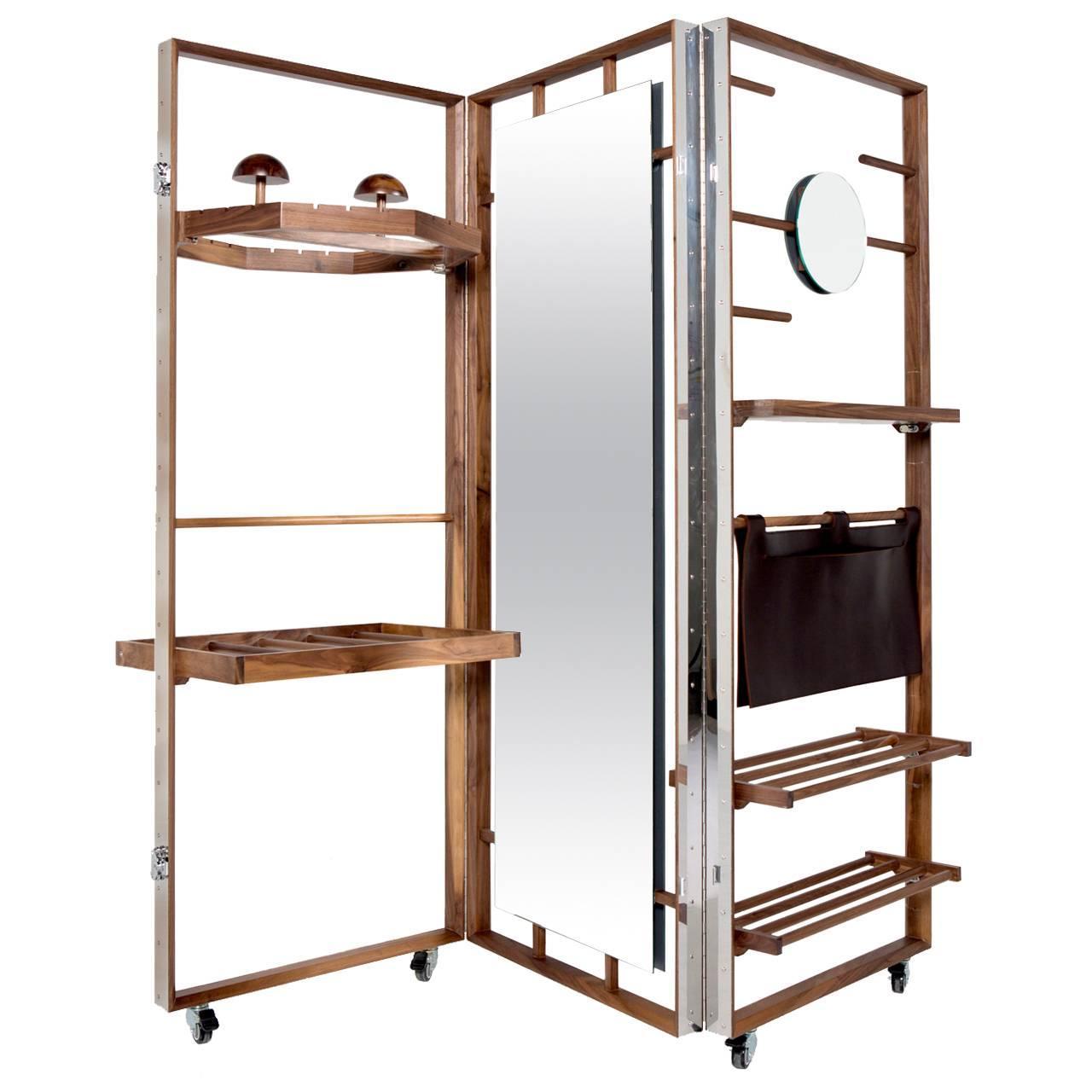 Expandable Cloth Valet Room Divider in Walnut by Naihan Li For Sale at ...