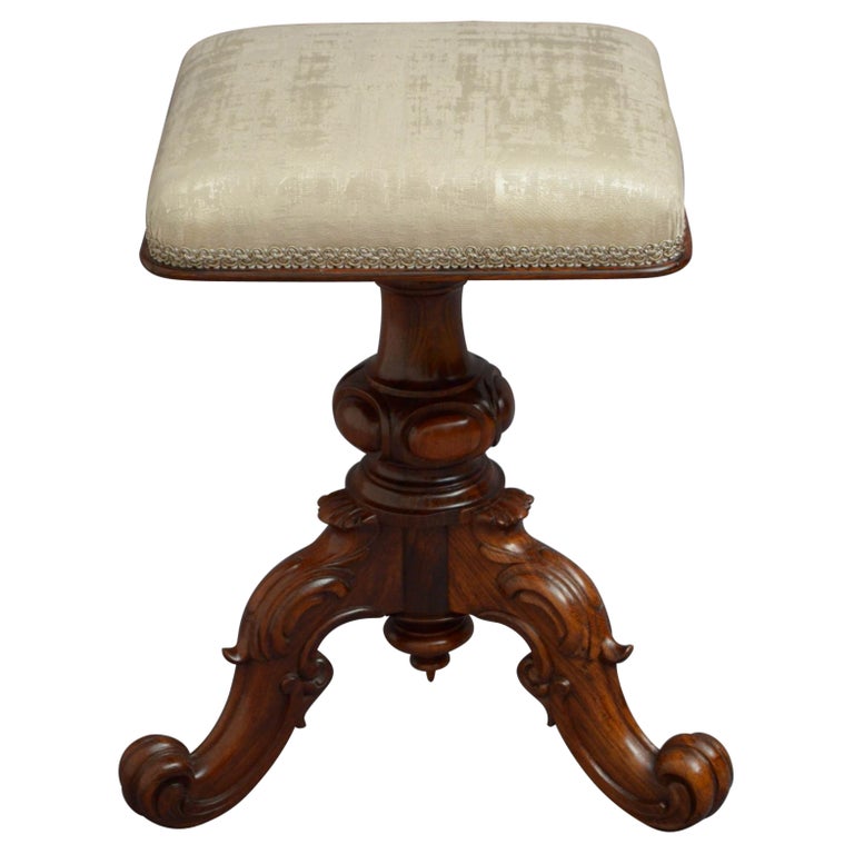 Victorian Height Adjustable Stool in Rosewood For Sale at 1stDibs