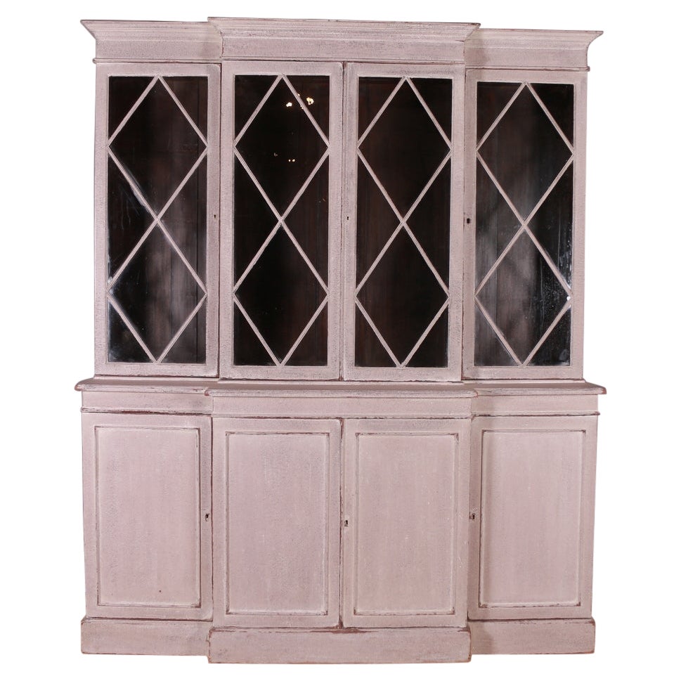 Exceptional Painted Concave Library Bookcase For Sale at 1stDibs