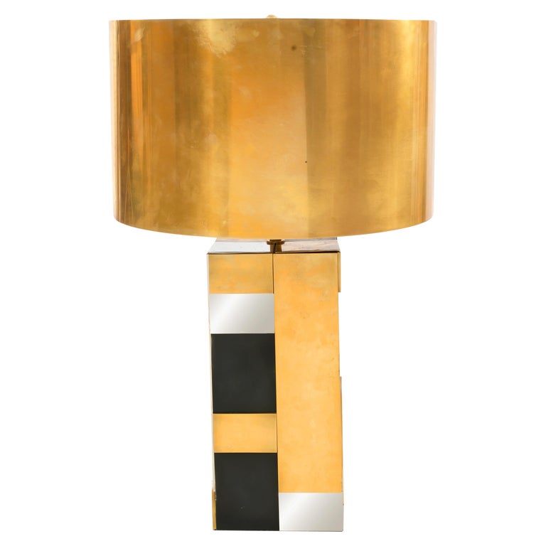 Contemporary Geometric Mixed Metal Table Lamp at 1stDibs