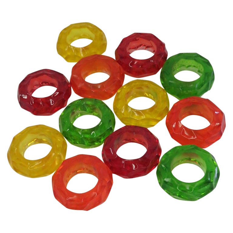 Colorful Acrylic Modern Napkin Rings, Late 1970s Set of 12 at 1stDibs