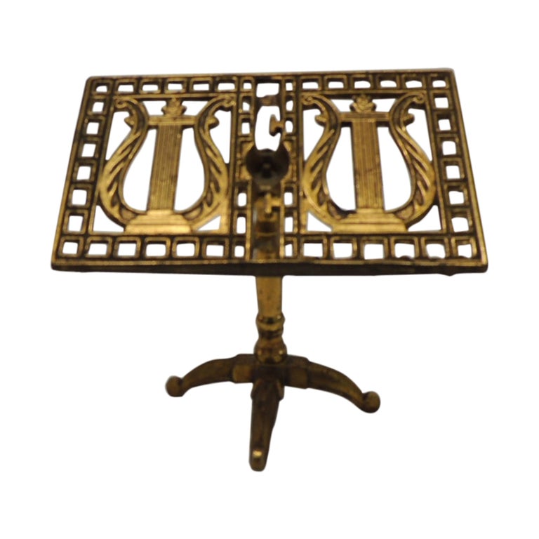 Vintage Small Brass Decorative Music Lectern For Sale at 1stDibs