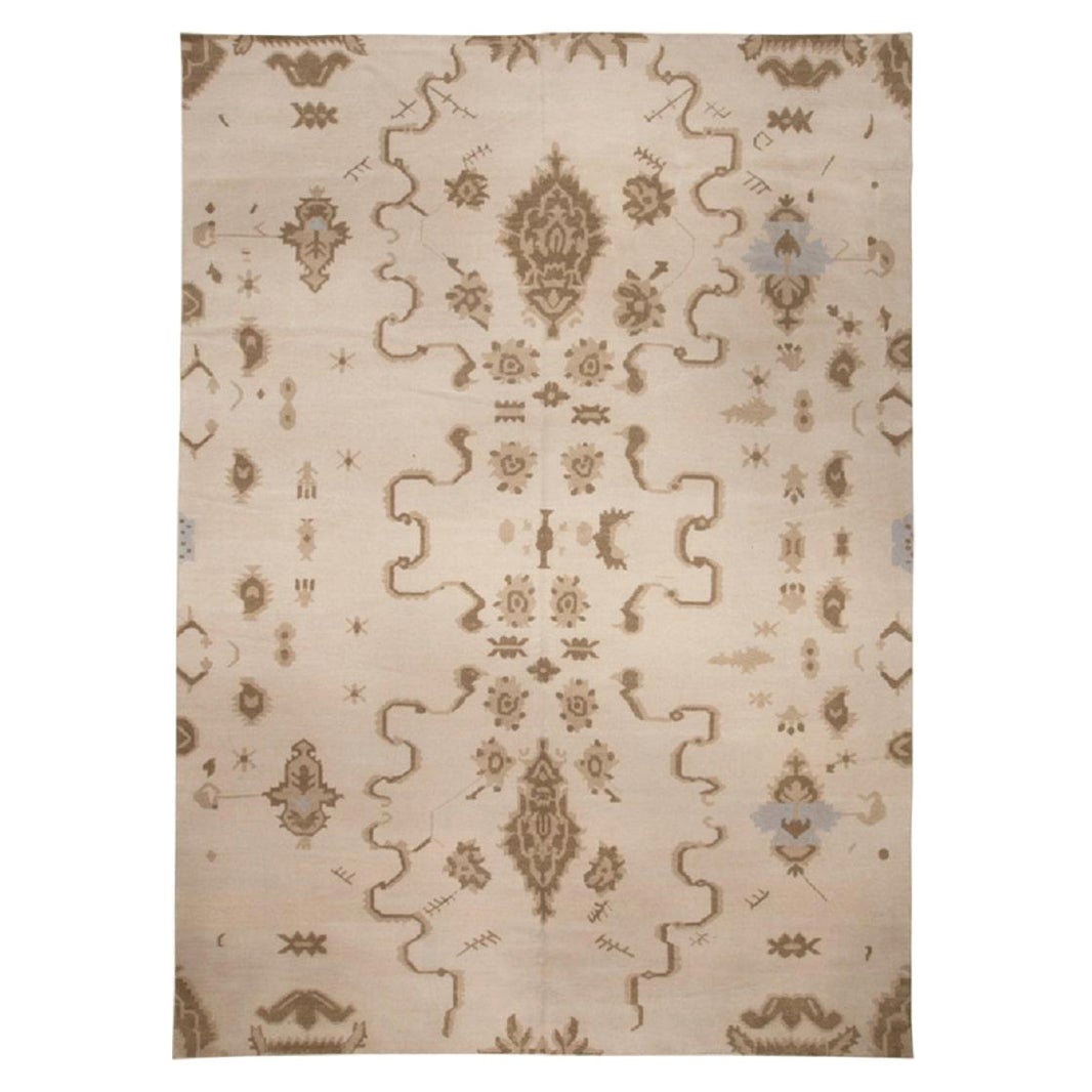 Modern Turkish Donegal Rug with Brown and Beige Botanical Patterns For ...