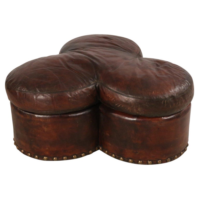 Contemporary Clover Shaped Brown Leather Ottoman For Sale at 1stDibs